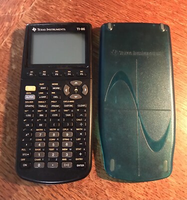 Texas Instruments TI-86 Black Calculator with Blue Slide Cover WORKS ...