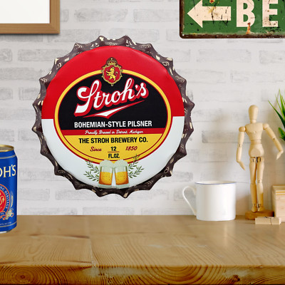 Vintage Style Strohs Beer Metal Sign Garage Bar Man Cave Nice beer sign ...