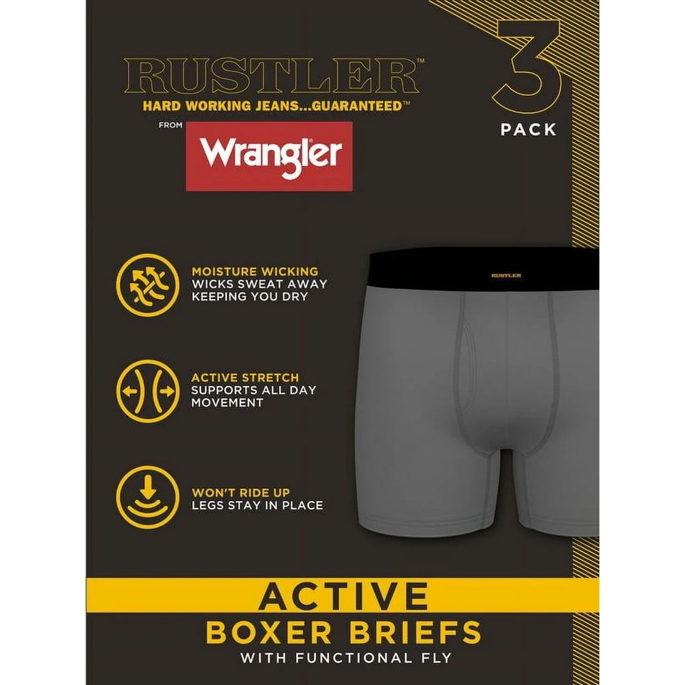 Rustler Men's Boxer Briefs with Functional Fly, Grey/Olive Night ...