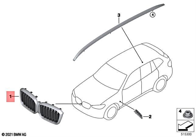 Genuine BMW X3 M X4 G01 G02 X3 M40dX Front Ornamental Grille Black ...