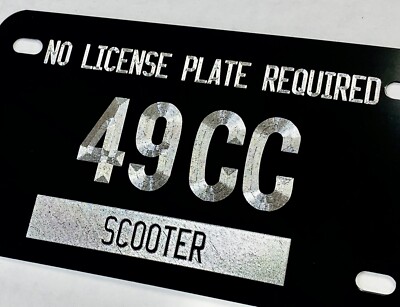 Scooter Tag No License Plate Required 49cc 49 CC Diamond Etched Metal ...