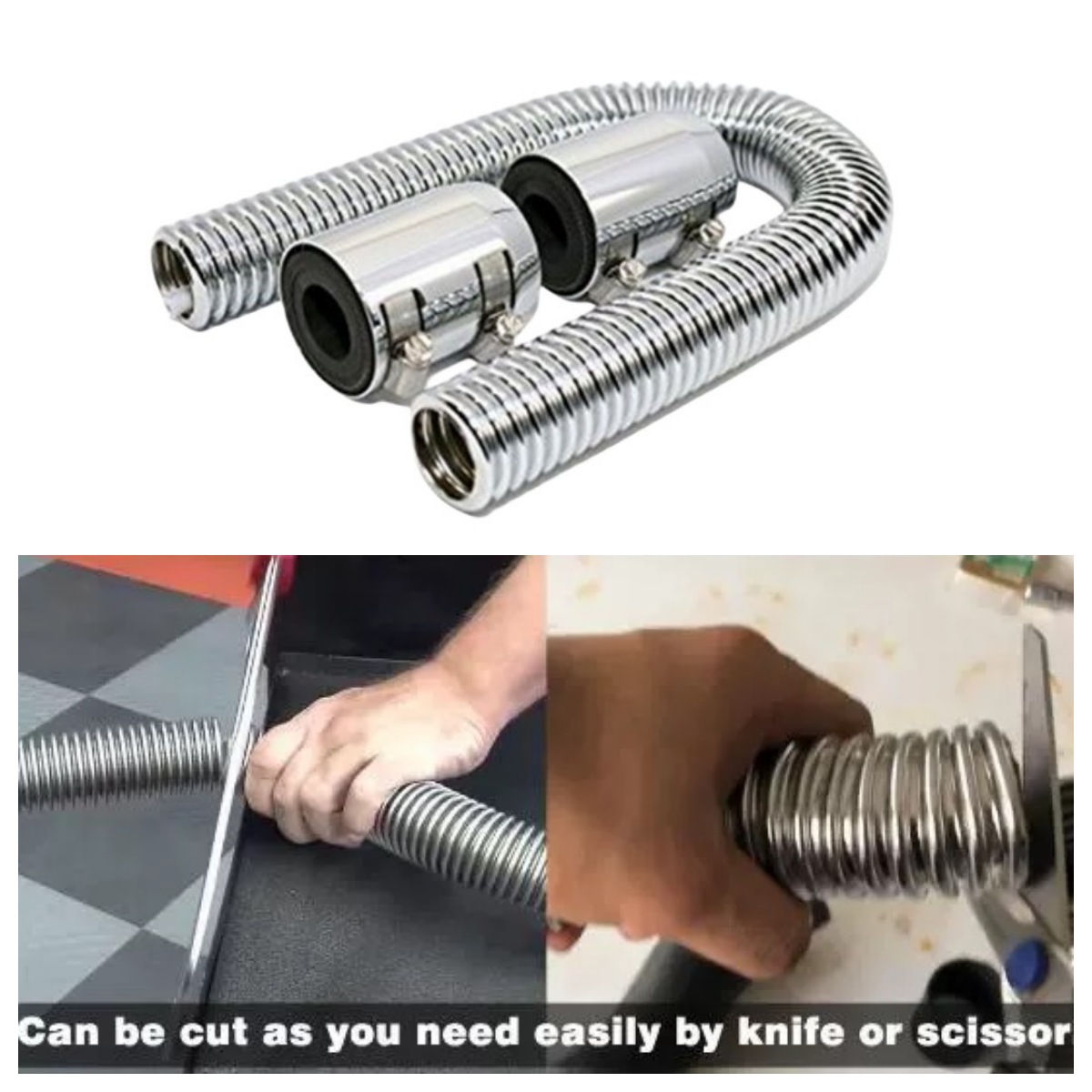 Stainless Steel Flexible Radiator Hose Kit 24" W/Upper Lower End Caps ...