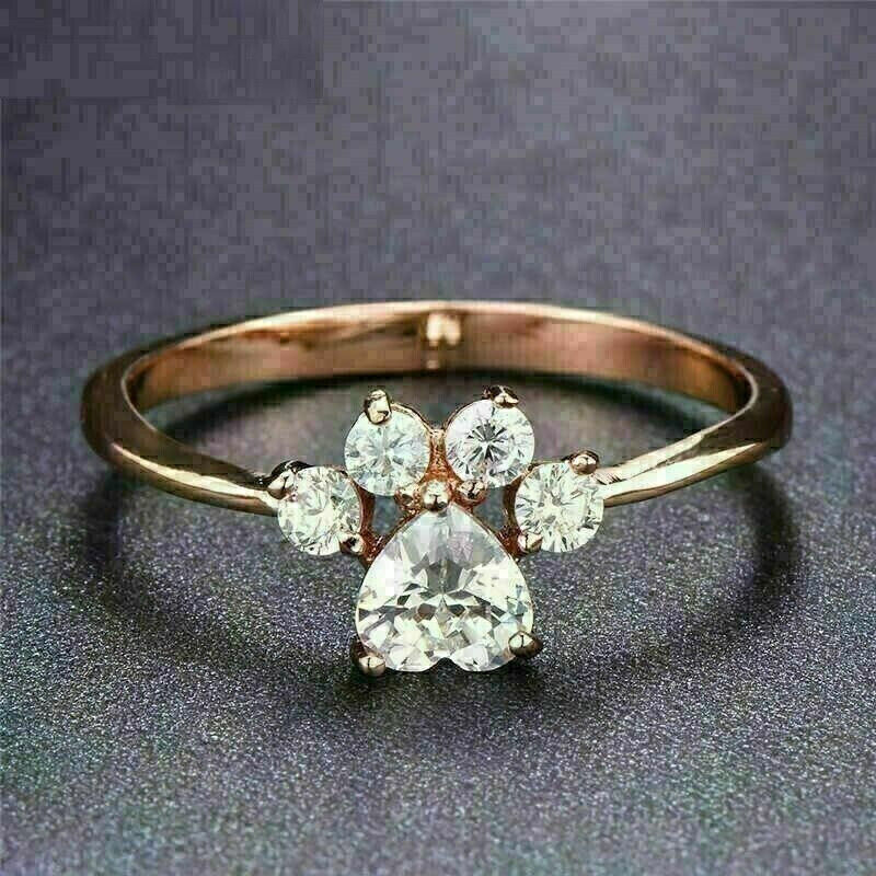 2Ct Heart Lab Created Diamond Dog Paw Shape Engagement Ring 14K Rose ...