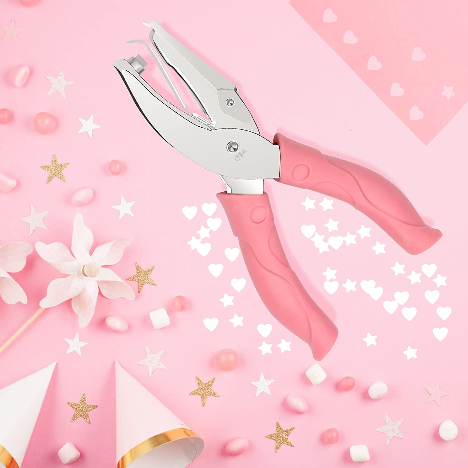 2 Pieces Handheld Hole Paper Punch, Heart Hole Punch + Star Hole Punch ...