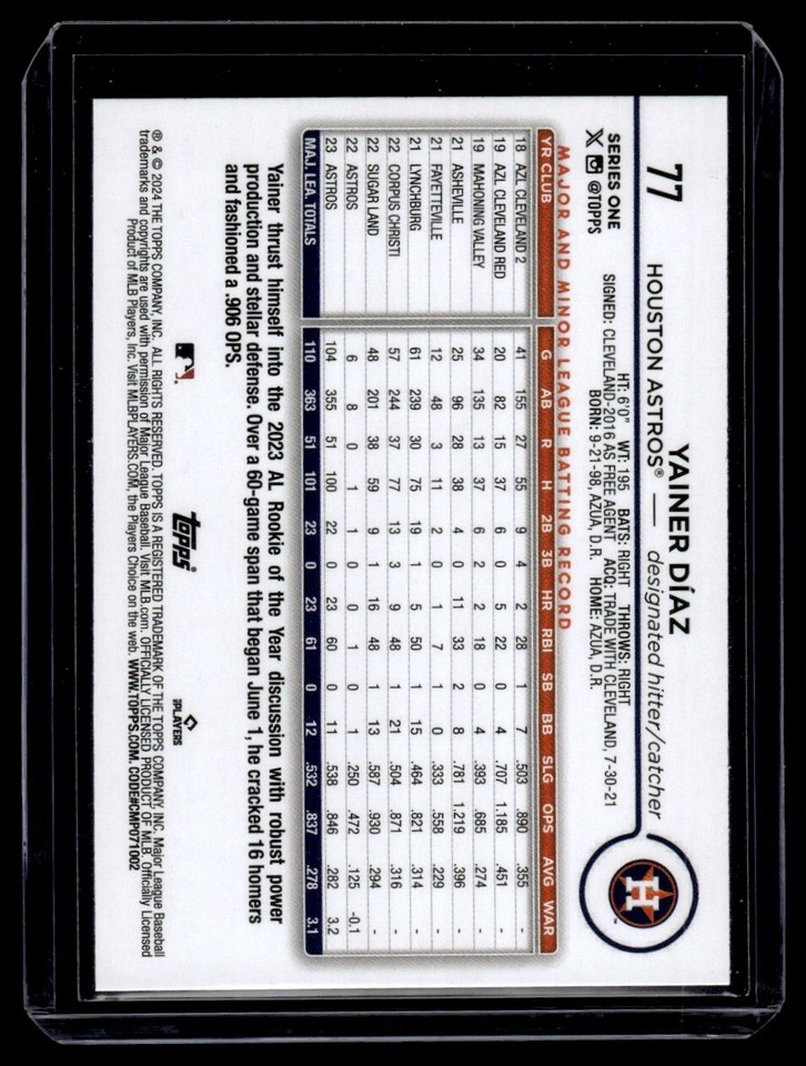 2024 Topps Series 1 (Blue Border) Yainer Diaz Boston Red Sox #17 | eBay