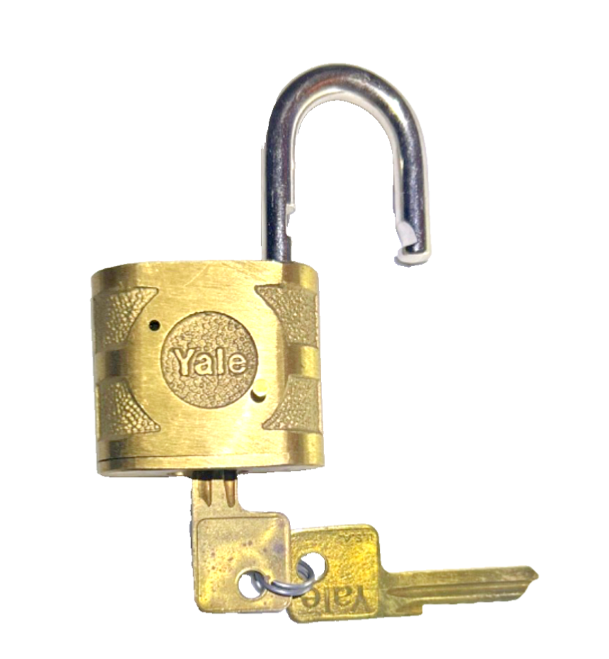 NOS Yale Super Pin Tumbler Brass Padlock w/ 2 BLANK keys Vintage Very ...