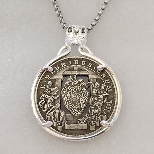 Hobo Cut Coin Necklace Silver Plated 38mm Decorative Coin Festive Gift ...