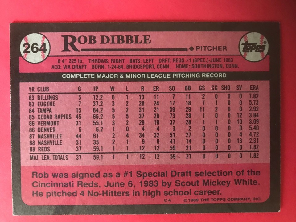 1989 Topps Rob Dibble #264 Autographed | eBay