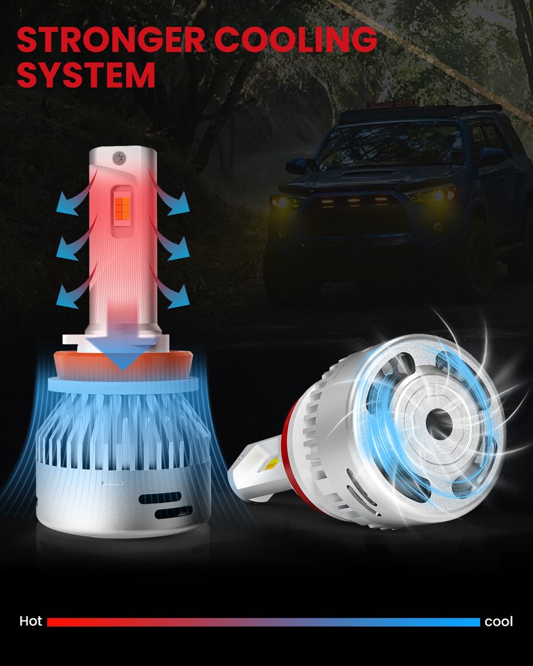 H11 LED Headlight Bulb Low Beam 6000LM Dual Color Switchback Yellow ...