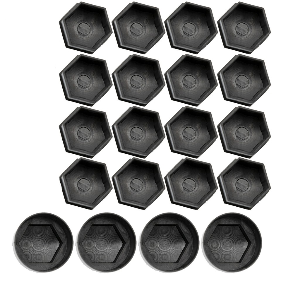 16P 17mm BLACK ALLOY WHEEL NUT COVERS + 4P Locking CAPS UNIVERSAL FOR ...