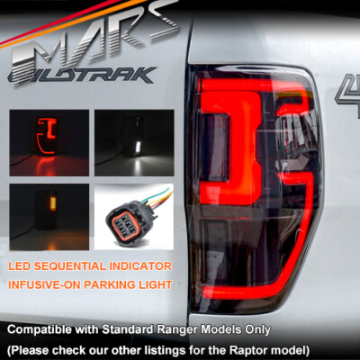 LED Tail Light Rear Lamp Black Lens Fits Ford Ranger Raptor T6 XLT PX2 ...