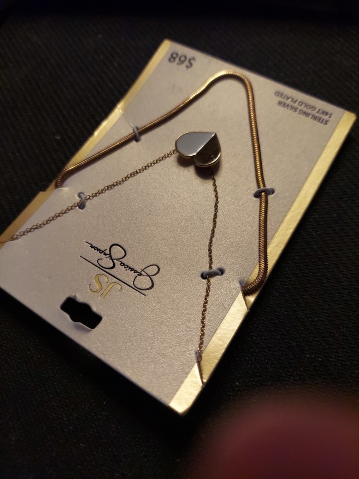 Jessica Simpson Sterling Silver 14K Gold Plated Toggle Necklace 18 ...