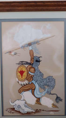 Original Watercolor By Joe Rector "BUFFALO DANCER" 1986 Native American ...