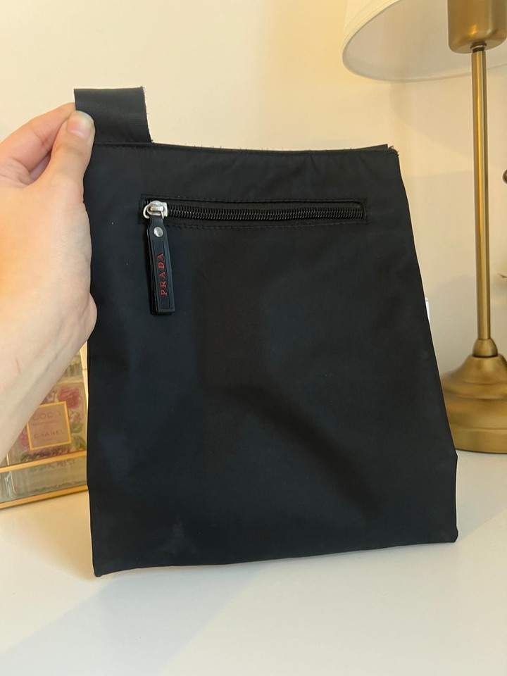 GENUINE PRADA MEN's SIDE BAG BLACK In Used Condition made in ITALY ...