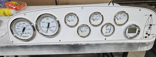 1996 Reinell boat dash panel speedometer tachometer hummingbird depth ...