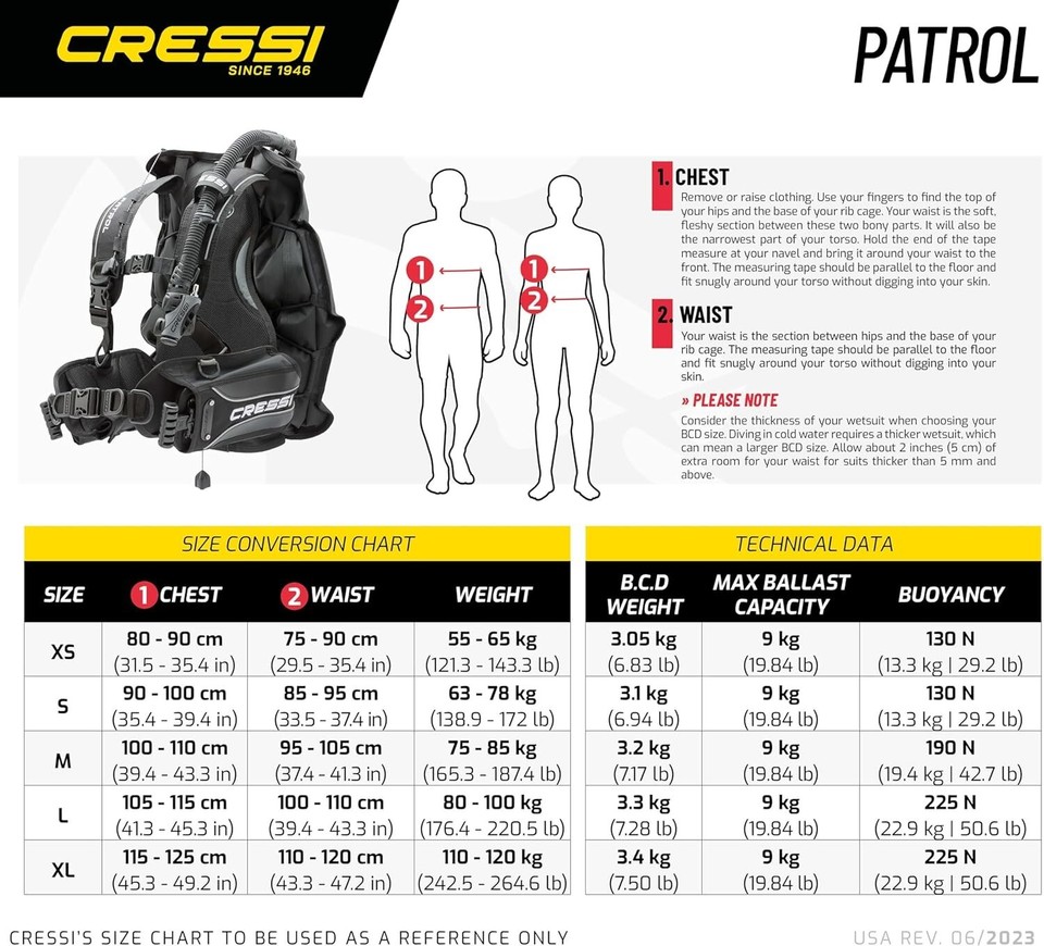 Cressi Patrol Scuba Diving Back Inflate BCD | eBay