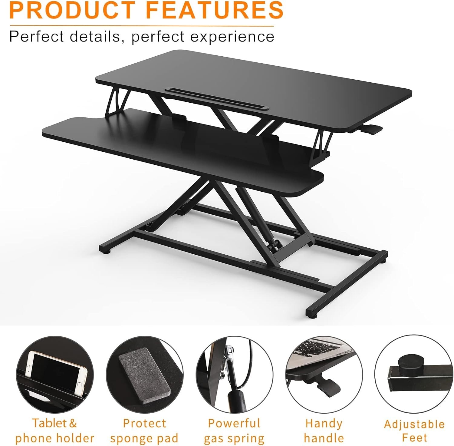Standing Desk, 32/80cm Wide Height Adjustable Quick Sit Stand Computer ...