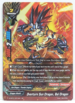 Future Card Buddyfight Overturn Sun Dragon, Bal Dragon X2-BT01/0010EN ...