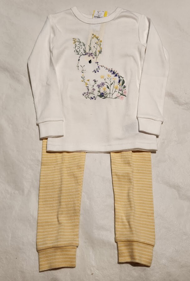 NWT Baby Gap Bunny Rabbit Flower Easter Long Sleeve Pajamas PJs 2PC ...