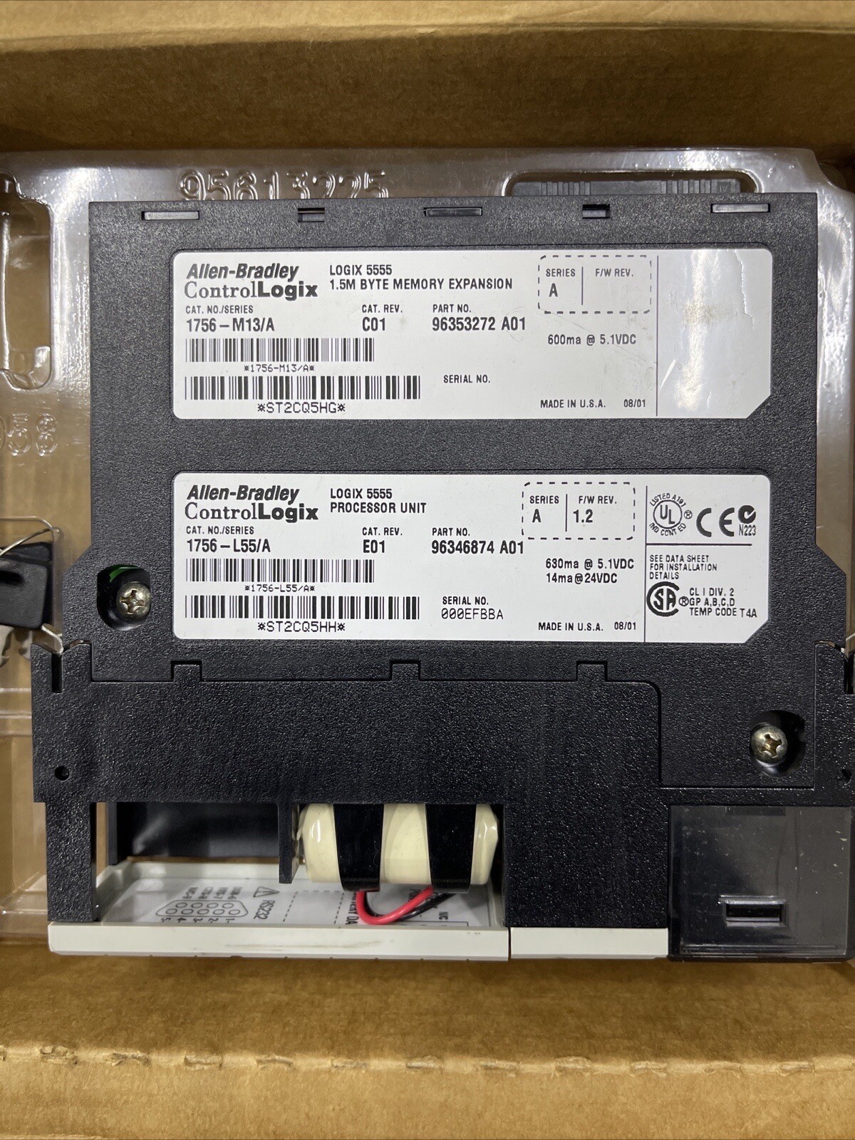 Allen-Bradley 1756-L55/A Logix 5555 CPU Module + 1756-M13/A Memory | eBay