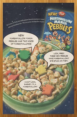 2005 Marshmallow Mania Pebbles Cereal Print Ad/Poster Flintstones 00s ...