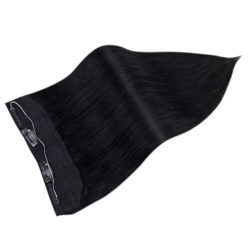 Full Shine Wire Hair Extensions Real Human Hair Color #1 Jet Black ...