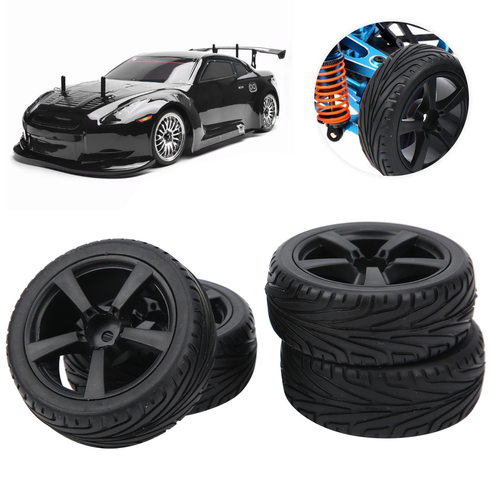 Gd1 4Pcs Remote Control Rubber Tires With Plastic Rims Wheel 5 Spoke ...