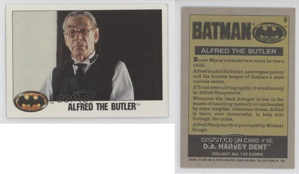 1989 Topps Batman Alfred Pennyworth Michael Gough Alfred The Butler #9 ...
