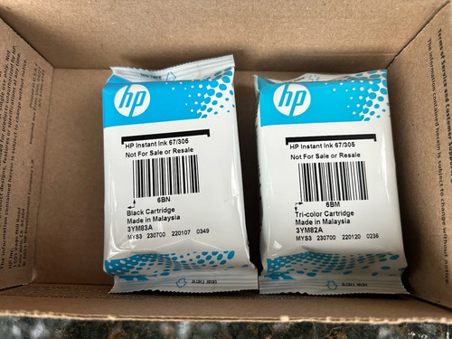 NEW HP Instant Ink Black Cartridge/ TRI COLOR 67/305 For HP Printer 2 ...