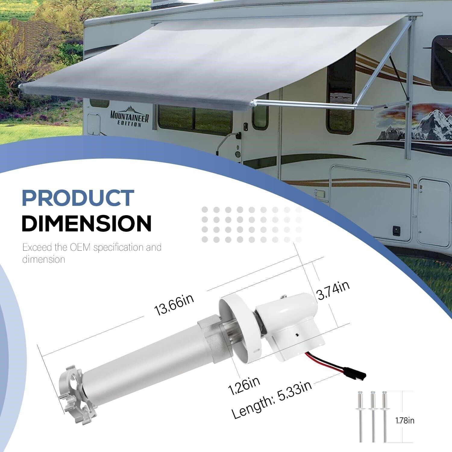 3307923.115B For Dometic WeatherPro Power Awning Motor RH Drive Polar White | eBay