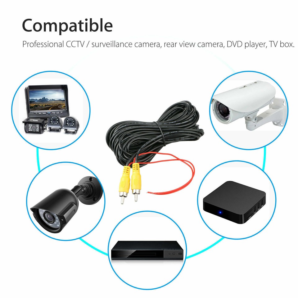32ft Car Video RCA Extension Cable for Rear View Backup Camera ...