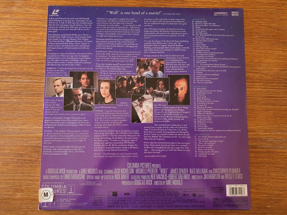 WOLF - Deluxe Widescreen Edition - Jack Nicholson - Vintage LaserDisc ...