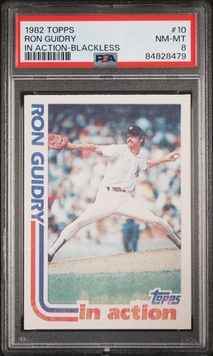 1982 TOPPS TRUE BLACKLESS ERROR #10 RON GUIDRY IN ACTION IA PSA 8 NM-MT ...