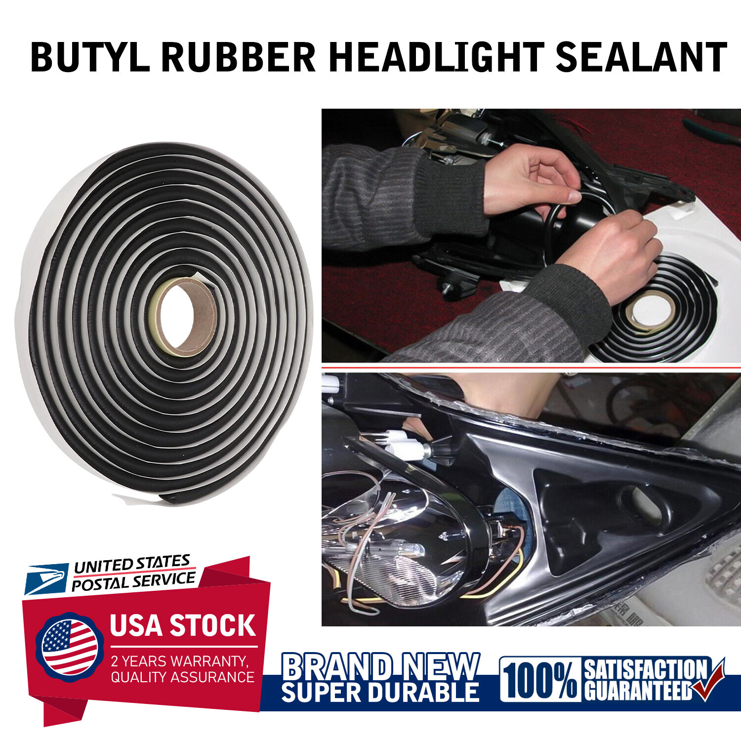39ft Car Truck Black Butyl Tape Rubber Glue Sealant Tape Dustproof ...