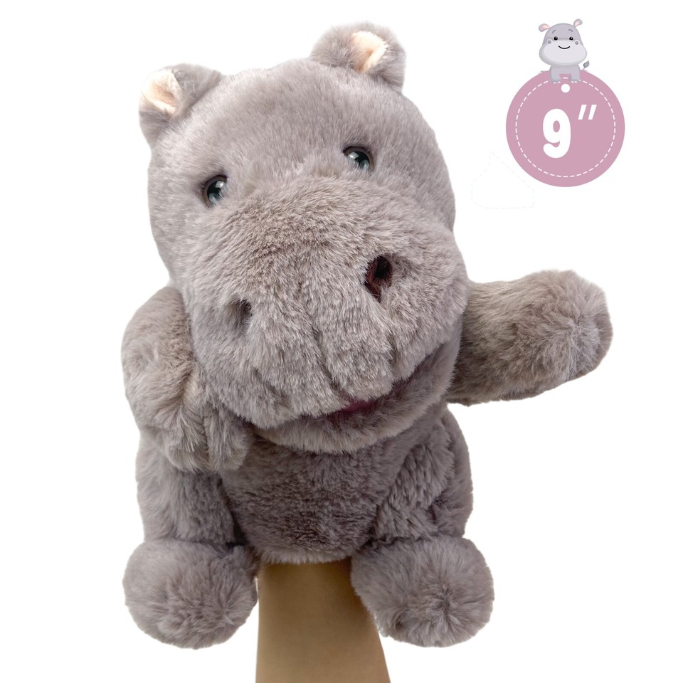 Animal Hand Puppets Soft Plush Toys 9.8"/25cm Hippo Hand Puppets ...