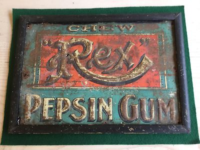 Original RARE antique vintage REX "Pepsin Chewing Gum" tin sign | eBay