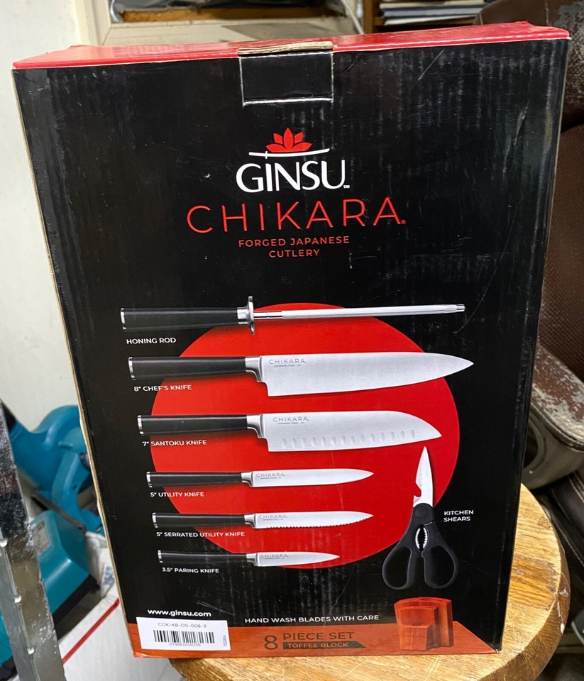 Ginsu Gourmet Chikara Series Japanese Steel 8 Piece Knife Block Set | eBay