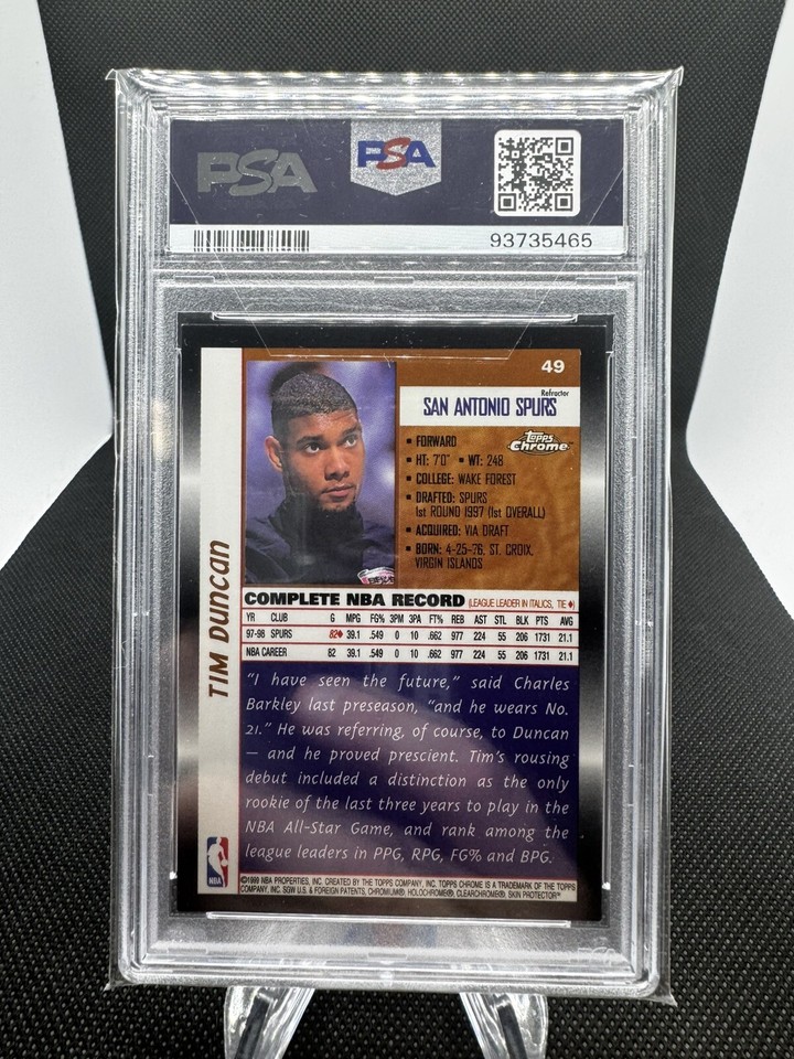 1998-99 Topps Chrome #49 Tim Duncan Refractor PSA 8 | eBay
