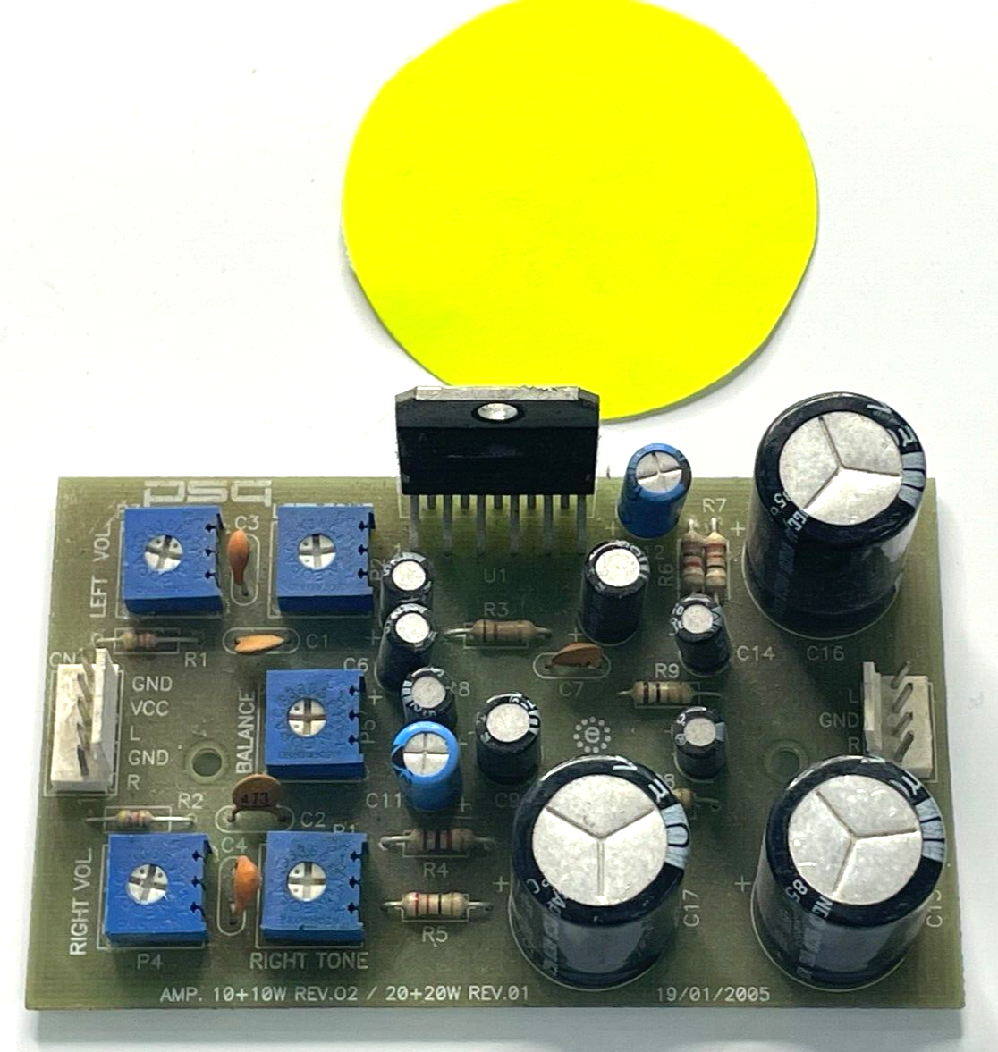 PSQ CIRCUIT BOARD AMP 10 + 10W REV. 02/20+20W REV. 1 OAD OF 3-1/2"X2-1/ ...