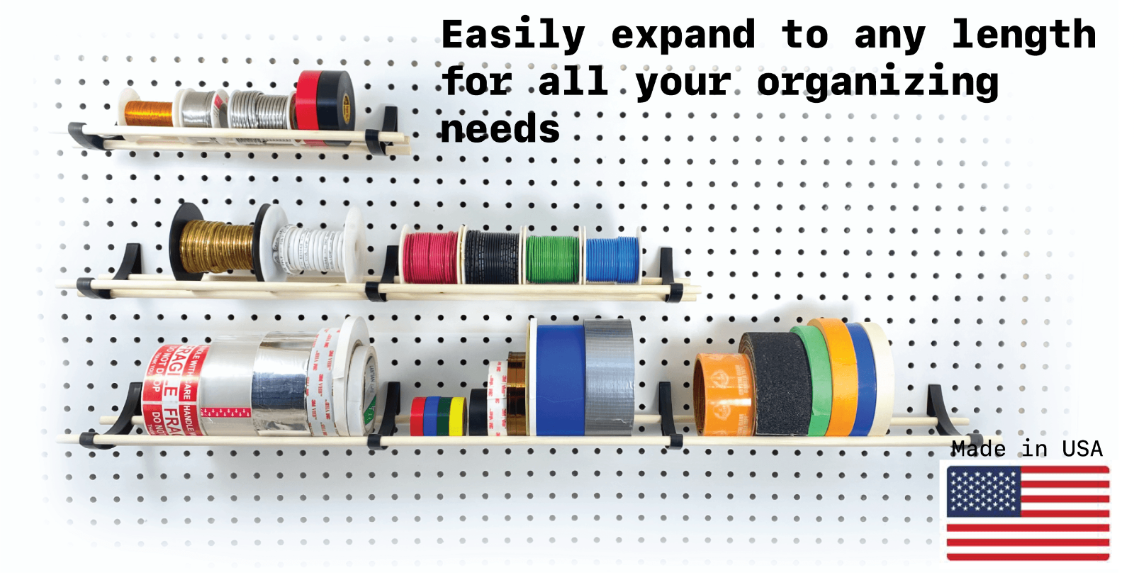 Tape holder and organizer for pegboards, great for tapes, wires and ...