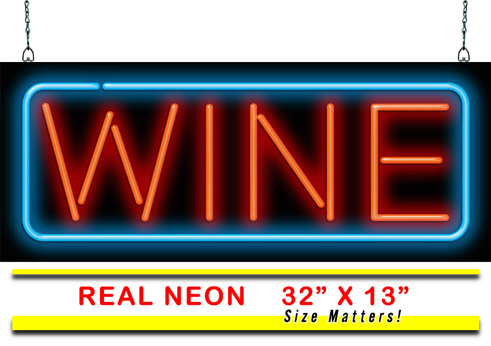 Wine Neon Sign - Window or Wall Use – Real Red & Blue Hand Bent Neon ...