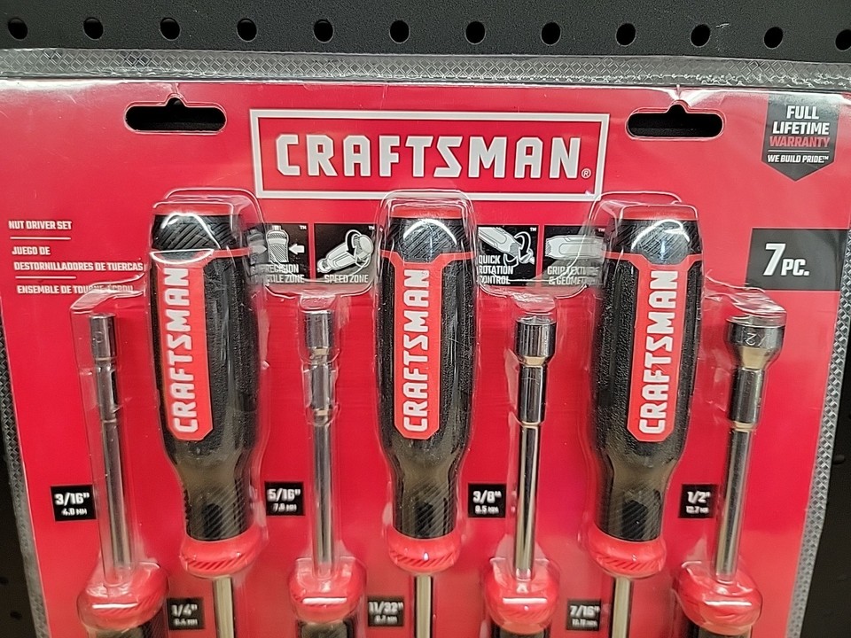 Craftsman Nut Driver Set 7 Pc CMHT65081 3/16 1/4 5/16 11/32 3/8 7/16 1/ ...