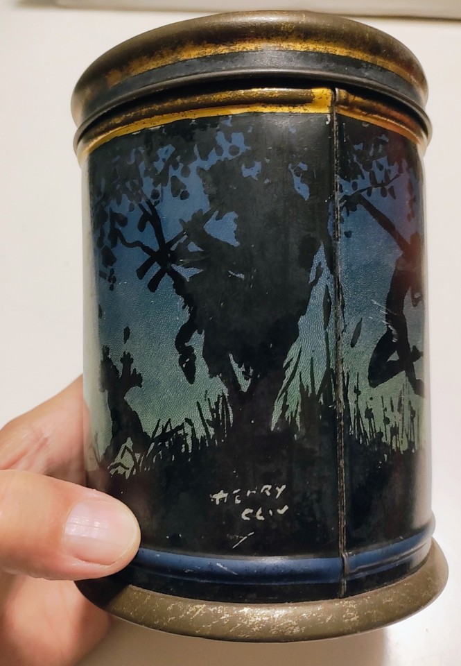 Vintage Henry Clive Beautebox By Canco Tin Satyr Plays Flute For Nymph ...