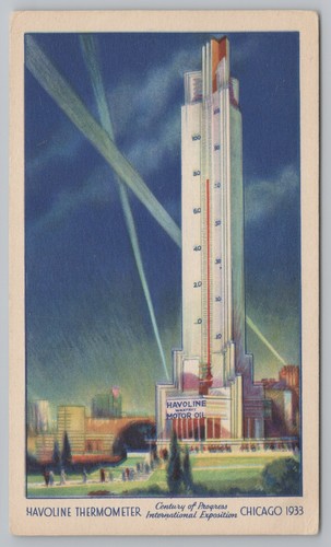 Theme Park & Expo~Havoline Thermometer Century of Progress 1933~Vintage ...