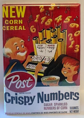 Crispy Numbers MAGNET 2"x3" Refrigerator or Locker Vintage Cereal Box ...