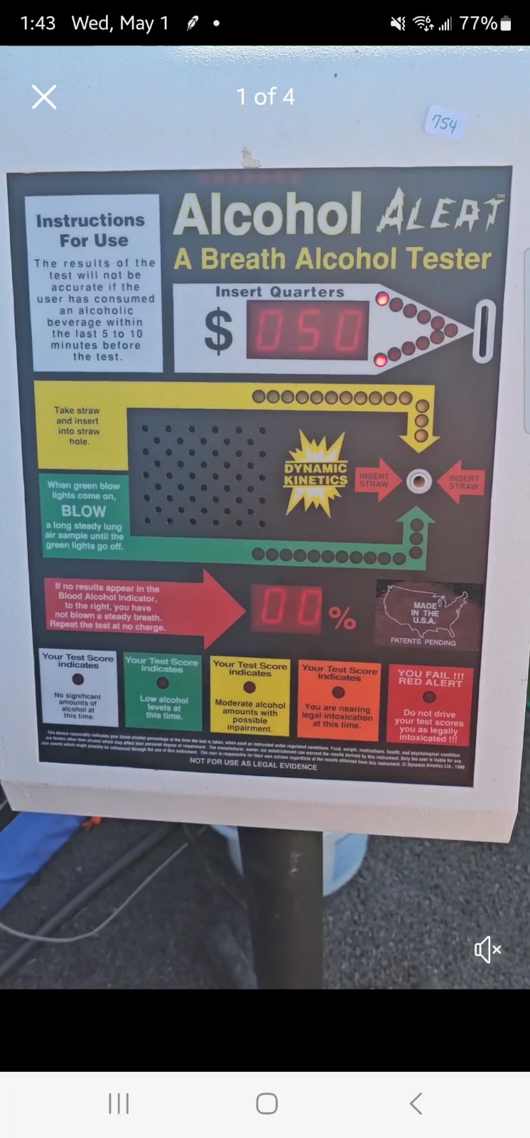 Kero Alcohol Alert Breathalyzer Vending Machine On Pole Electronic ...