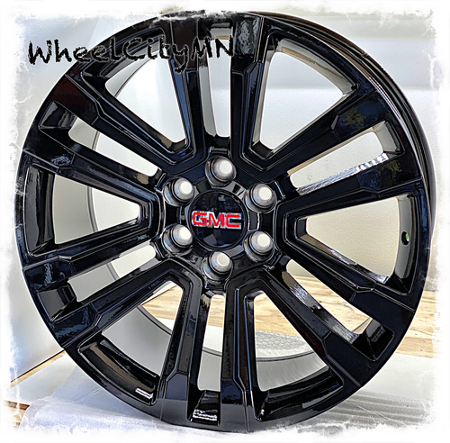 22" gloss black OE replica 23217243 wheels fits GMC Sierra Yukon Denali ...