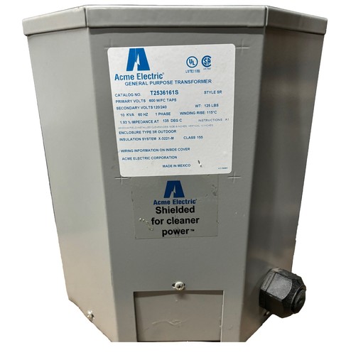 Acme Electric General Purpose Transformer T2536161S 1PH 10kVA 600v Pri ...