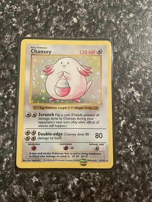 Shadowless Chansey - Base Set 3/102 - Holographic Pokemon Card Played ...