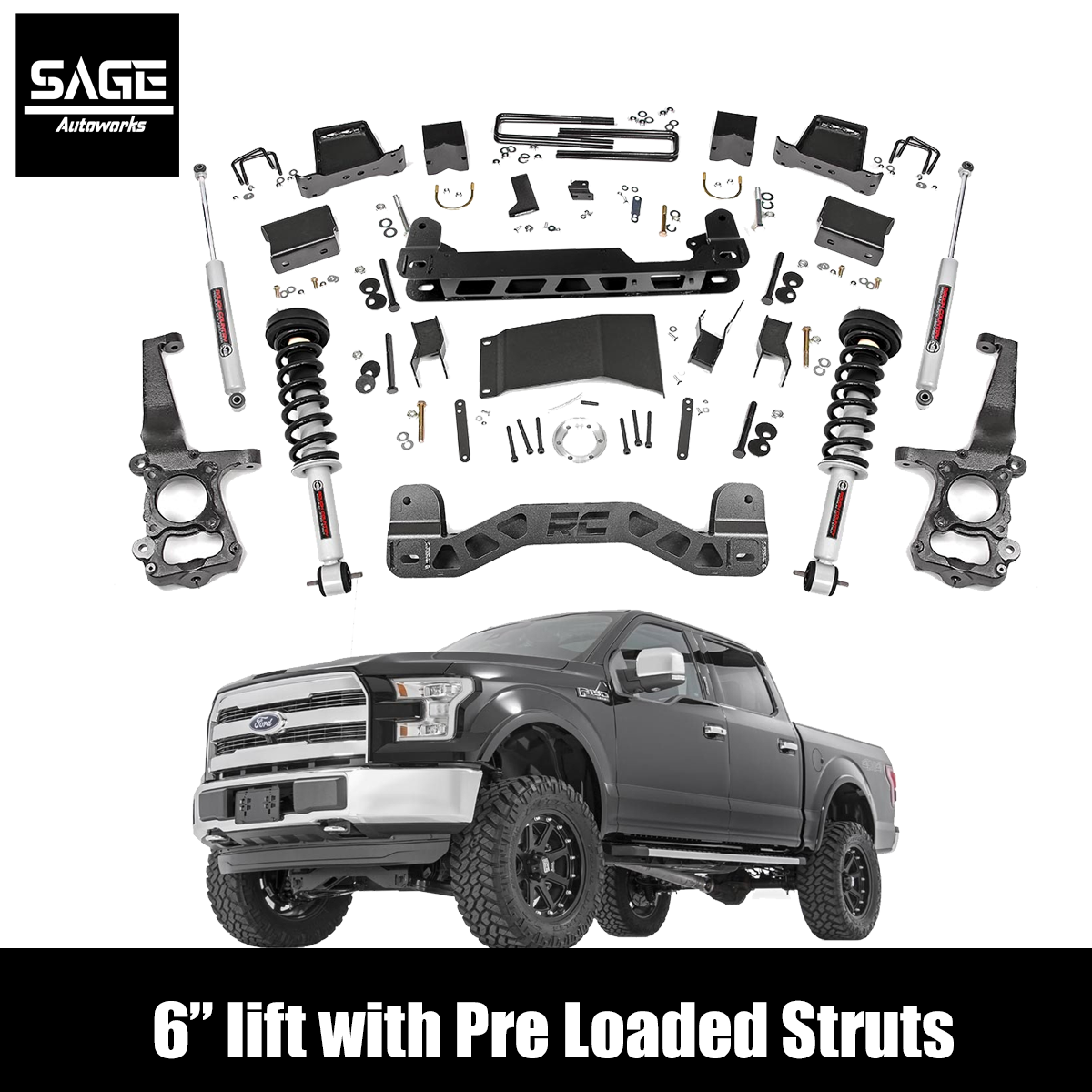 Rough Country 6 Inch Lift for 15-20 F-150 with Pre Loaded Struts | eBay